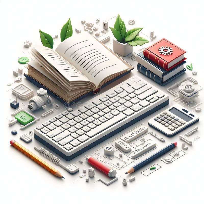 Keyboard and Book Isolated Vector Concept As an Isolated Image ...