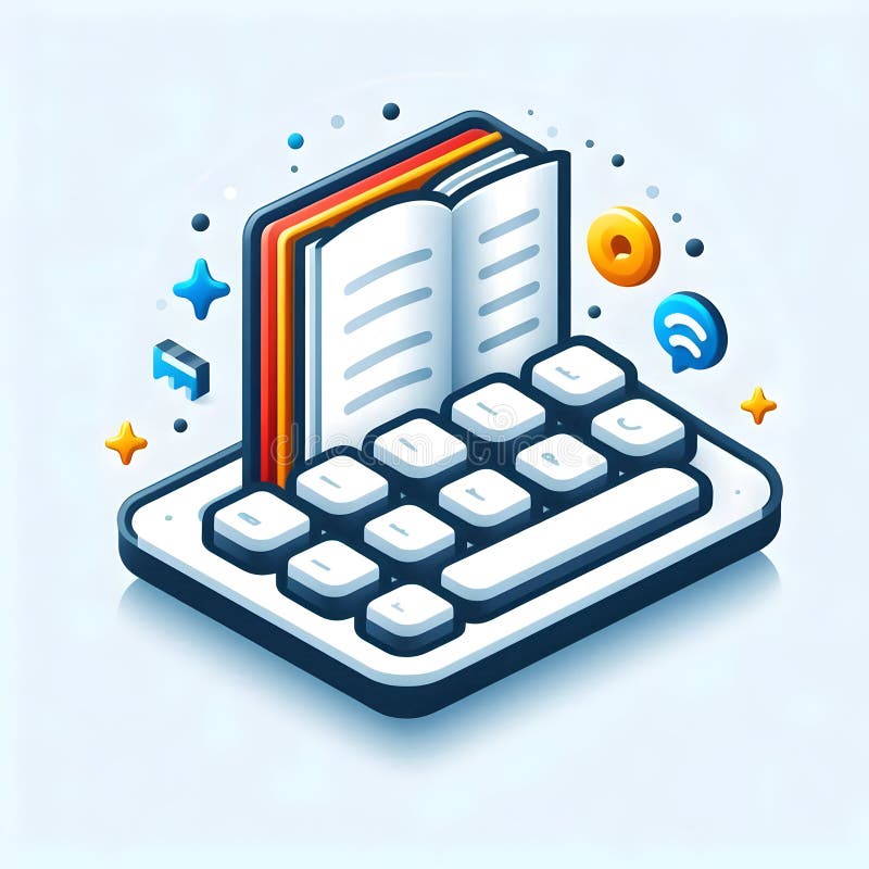 Keyboard and Book Isolated Vector Concept As an Isolated Image ...
