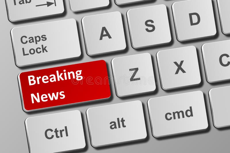 Keyboard with Breaking News Button Stock Illustration - Illustration of ...