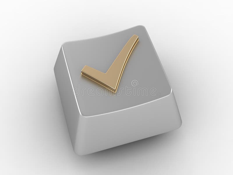 Silver Check Mark with Golden Outline Stock Illustration - Illustration ...