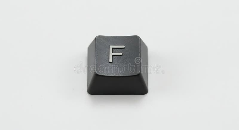 Single Black Keyboard Key with Letter F on White Background Stock ...