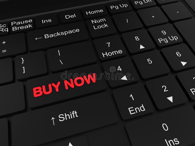 Keyboard with a Buy Now Button Red Button Stock Illustration ...