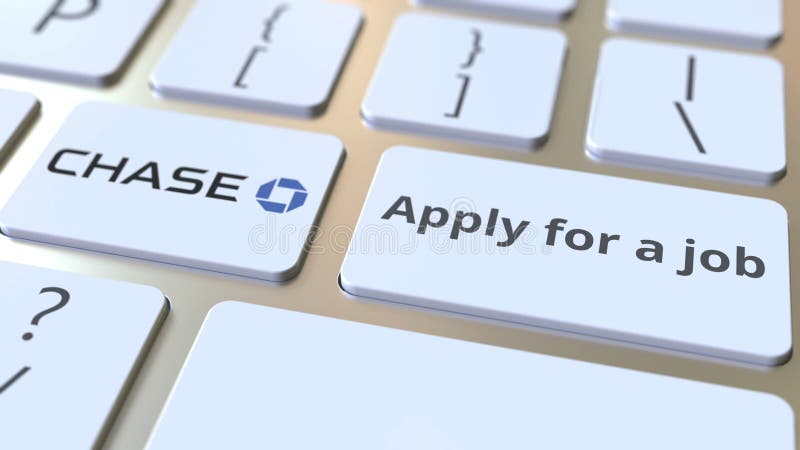 Keyboard with CHASE Company Logo and Apply for a Job Text on the Keys ...