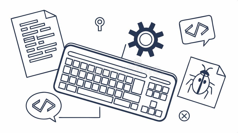 Keyboard And Coding Symbols Software Development And Programming Theme Vector Design