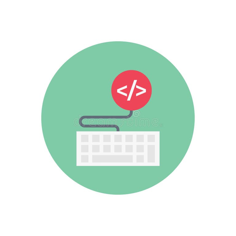 Keyboard Coding Vector Flat Colour Icon Stock Vector - Illustration of ...
