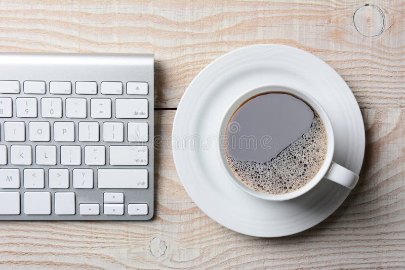Keyboard and Coffee stock image. Image of work, table - 47445199