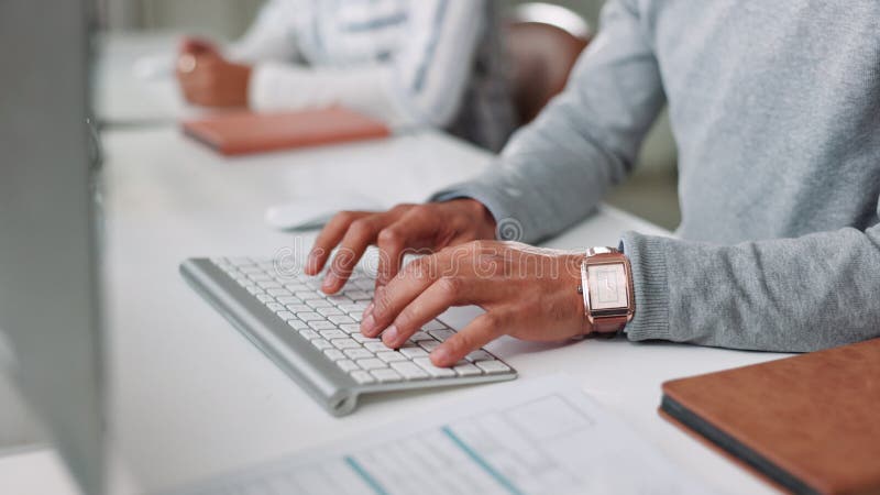 Keyboard, Computer and Hands of Businessman in Office Typing for ...
