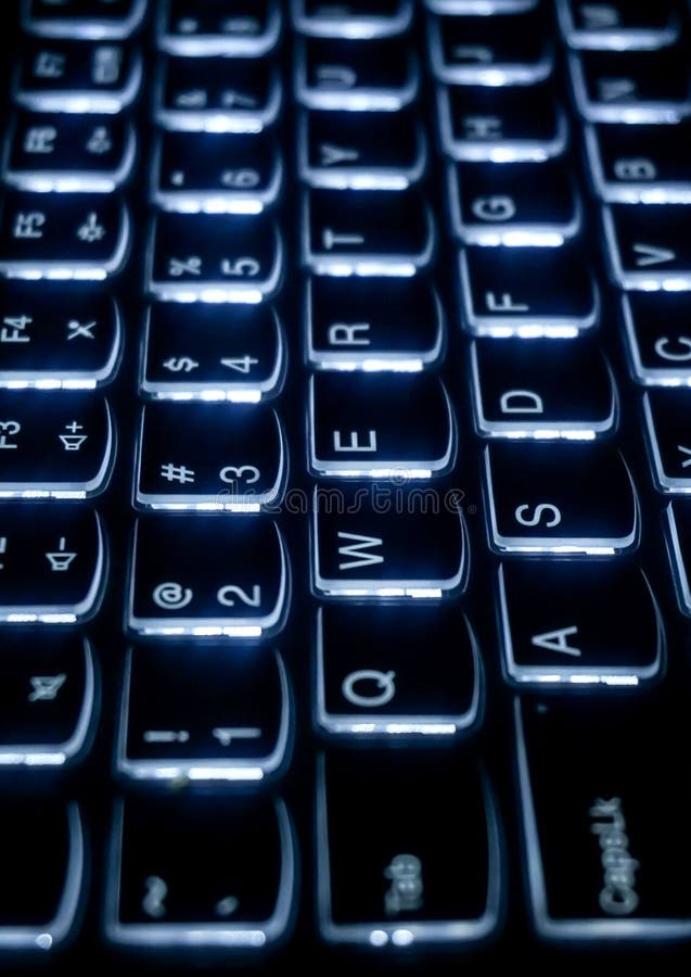 Keyboard of a Computer/laptop with Lights Stock Image - Image of night ...