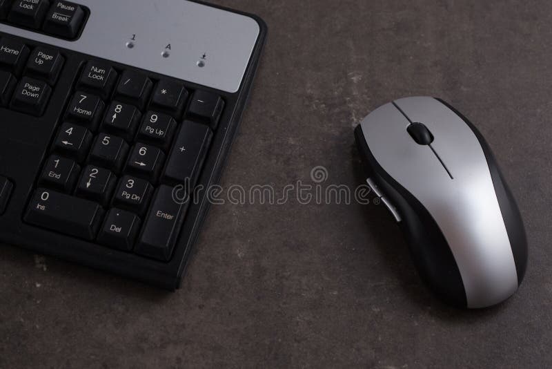 Keyboard and Computer Mouse on a Dark Marble Background. Stock Photo ...