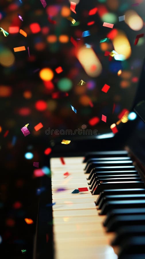 A Keyboard with Confetti Falling on it Stock Illustration ...