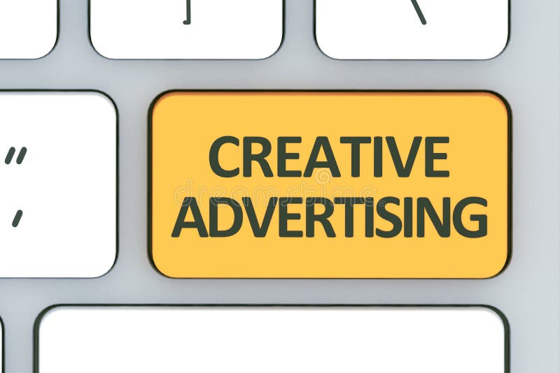 Keyboard with Creative Advertising Button. Computer White Keyboard with ...