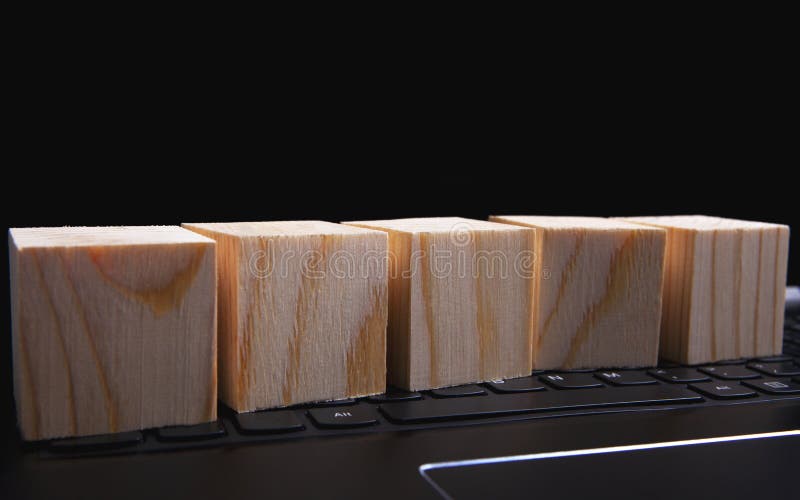 Keyboard cubes wooden stock photo. Image of annotation - 141729498