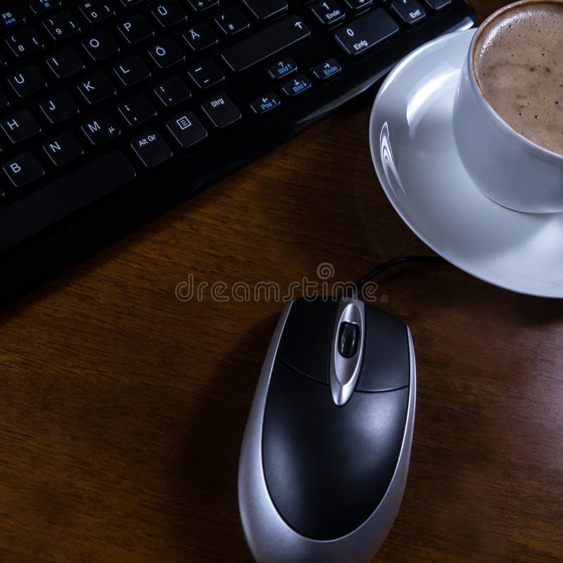 Desk with Keyboard and Mouse Stock Image - Image of apartment, design ...