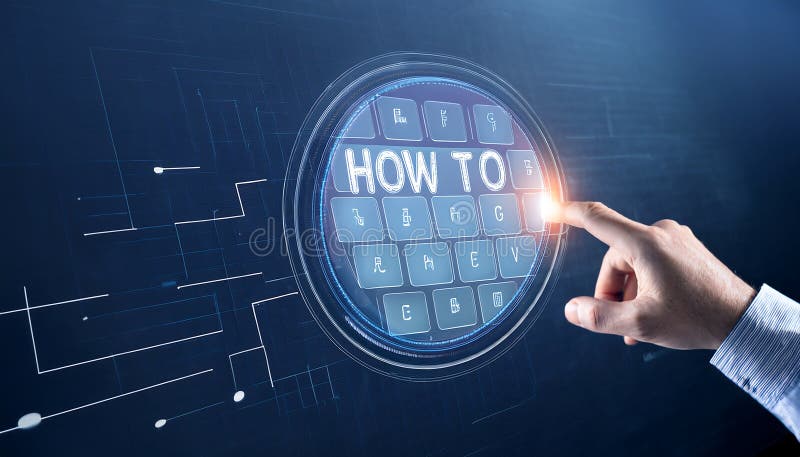 Keyboard with a Customized -How To!- Key Highlighted by a Finger Press ...