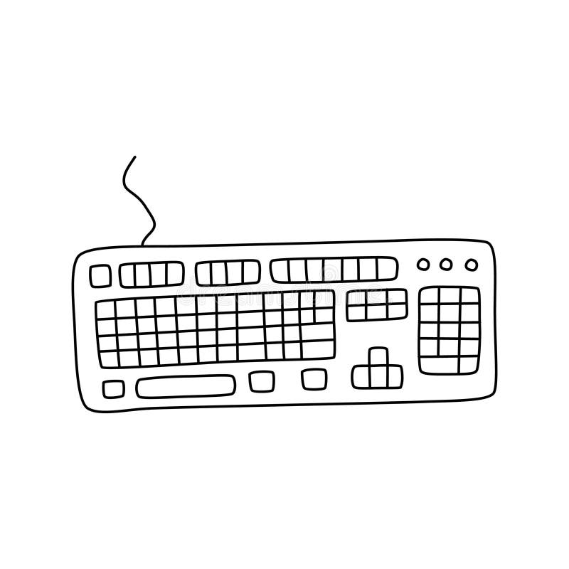 Keyboard in Doodle Style. Vector Illustration Isolated on White Stock ...