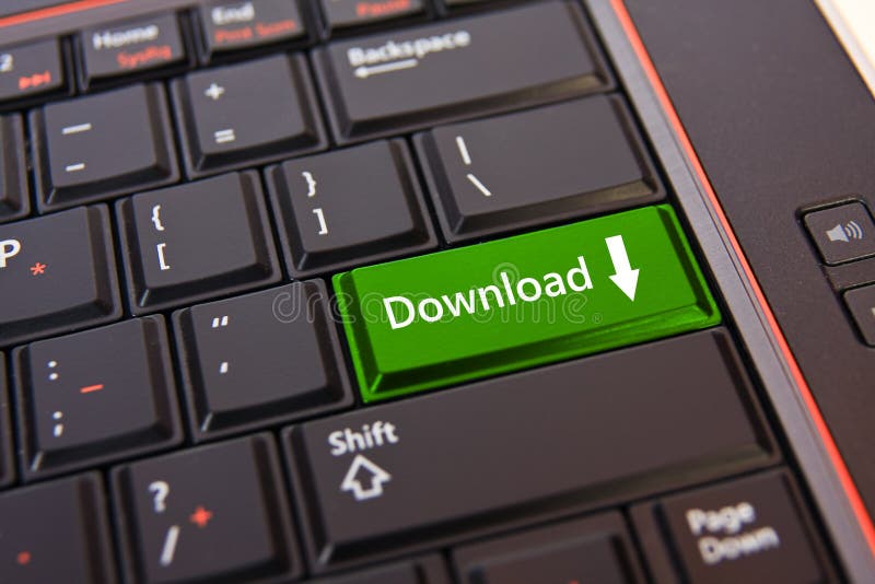 Businessman Push To Download Button on Virtual Screen Stock Image ...