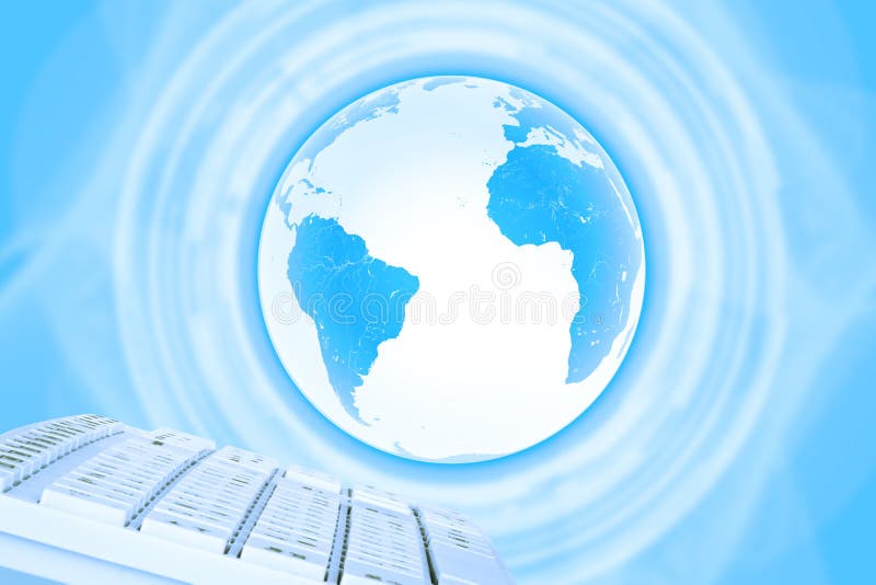 Earth on the keyboard stock illustration. Illustration of communication ...