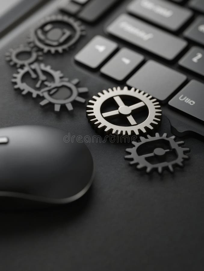 A Keyboard Features a Mouse and Gear Overlay, Symbolizing the ...