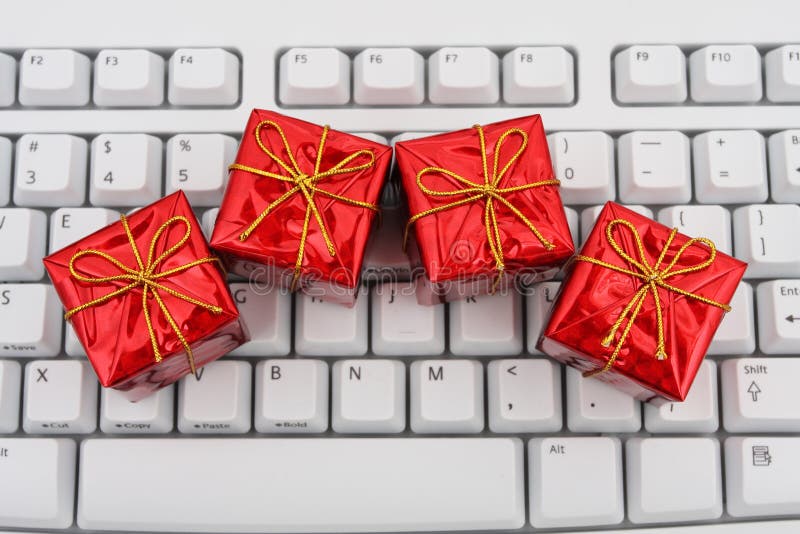 Keyboard with a gifts stock photo. Image of communicate - 3452576