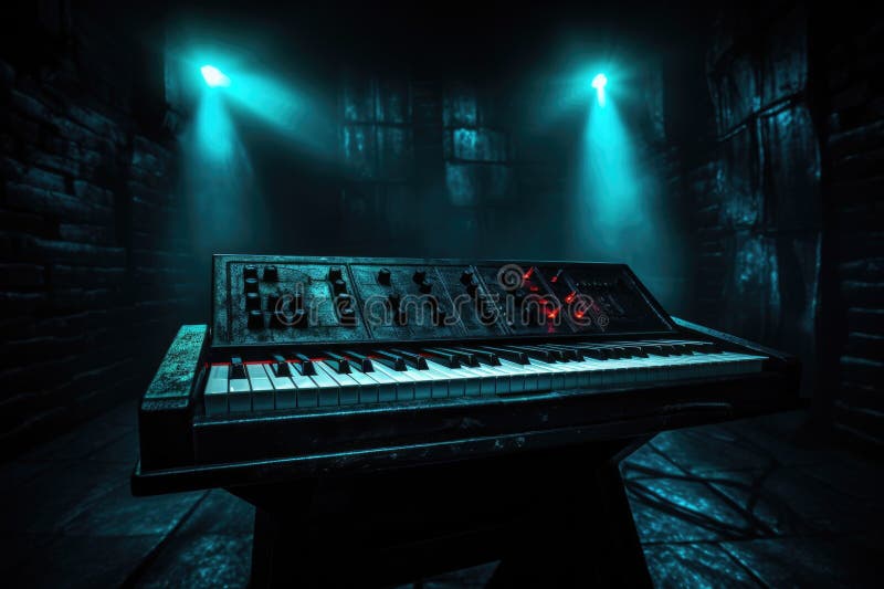 Keyboard with Glowing Keys in a Dark Room Stock Image - Image of ...