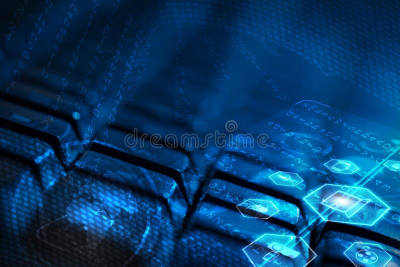Keyboard with Glowing Multimedia Icons Stock Illustration ...