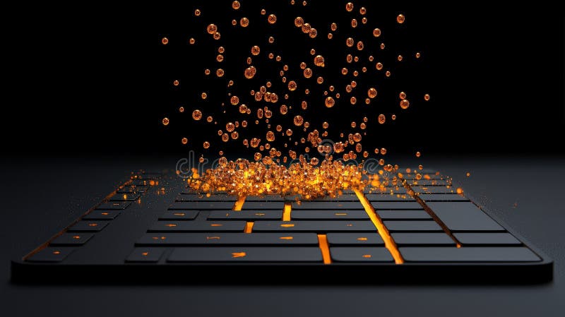 Keyboard with Glowing Particles Dynamic Light Effect on Black ...