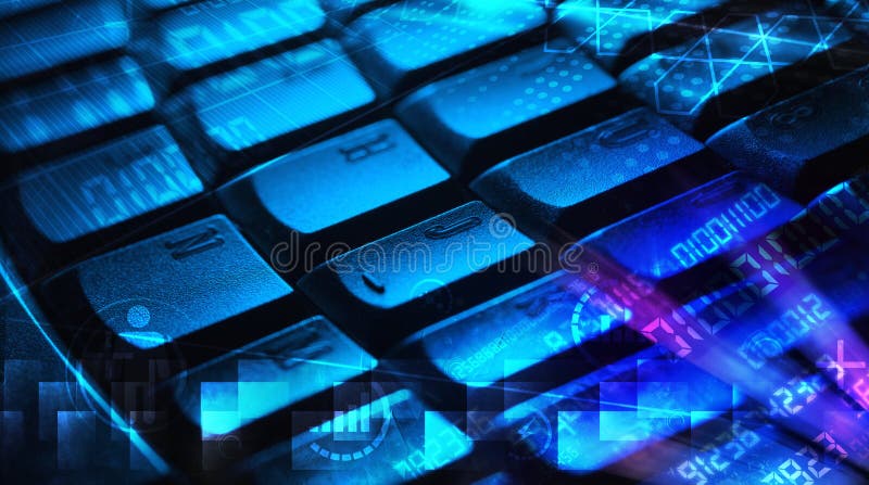 Keyboard with Glowing Cloud Technology Icons Stock Image - Image of ...