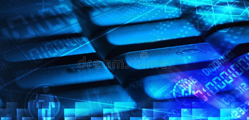 Keyboard with Glowing Programming Codes Stock Photo - Image of office ...
