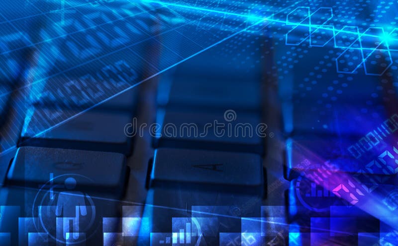 Keyboard with Glowing Programming Codes Stock Photo - Image of ...