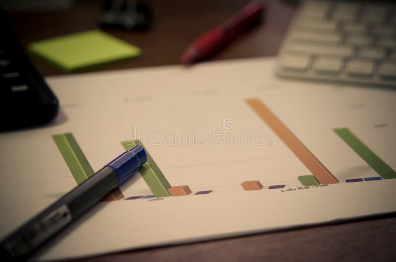 Keyboard and graph Vintage stock image. Image of workplace - 85006127