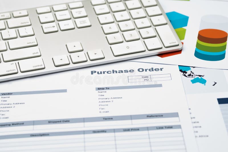 Keyboard on Graphs, Financial Planning and Purchase Order Background ...