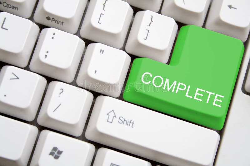 Keyboard with Green COMPLETE Button Editorial Stock Image - Image of ...