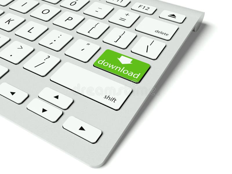 Keyboard And Green Download Button, Internet Concept Stock Image ...