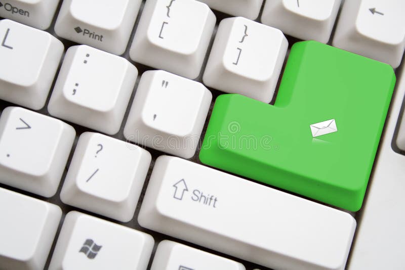 Keyboard with Green SENT MAIL Button Editorial Stock Image - Image of ...