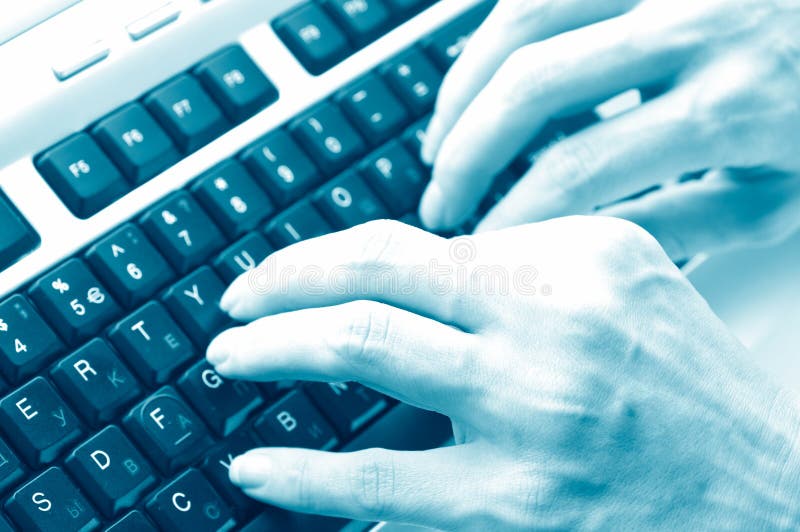 Keyboard and hand stock image. Image of human, computer - 12168725