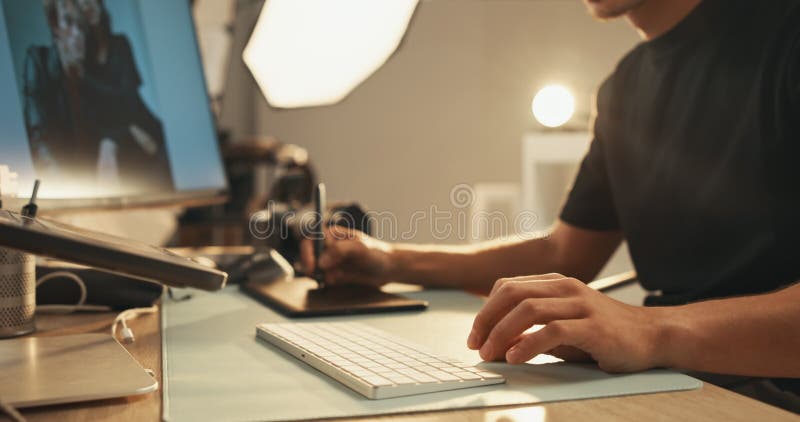 Keyboard, Hands and Editor Retouching in Studio for Drawing, Graphic ...