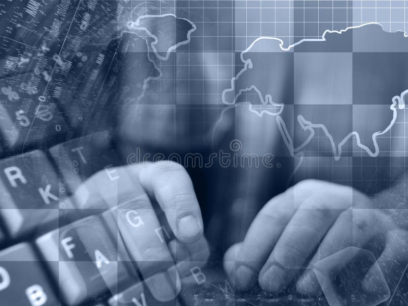 Keyboard, hands and map stock photo. Image of collage - 140955234