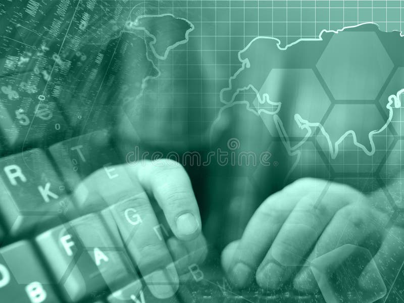 Keyboard, hands and map stock image. Image of information - 165988919