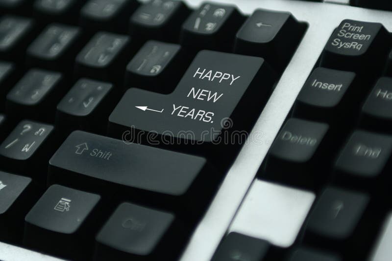 Keyboard Happy New Year stock photo. Image of year, information - 7029970