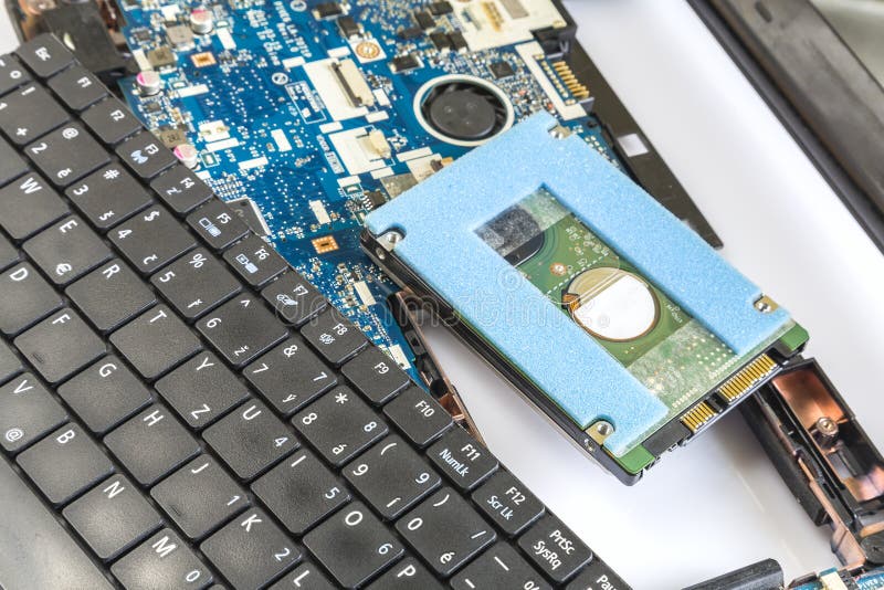Keyboard and Hard Drive from the Disassembled Laptop Stock Image ...