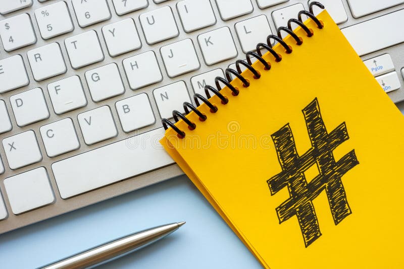 Keyboard and Hashtag Sign in Notebook. Social Media Trends and Online ...