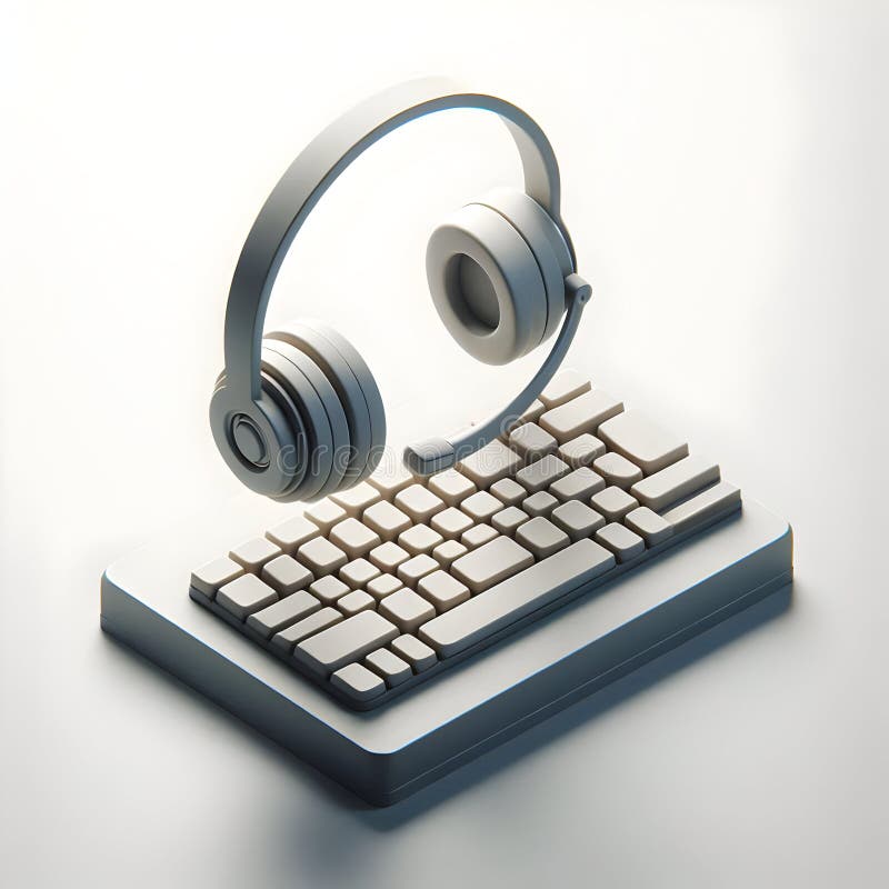 Keyboard and Headset Isolated Vector Concept As an Isolated Image of a ...