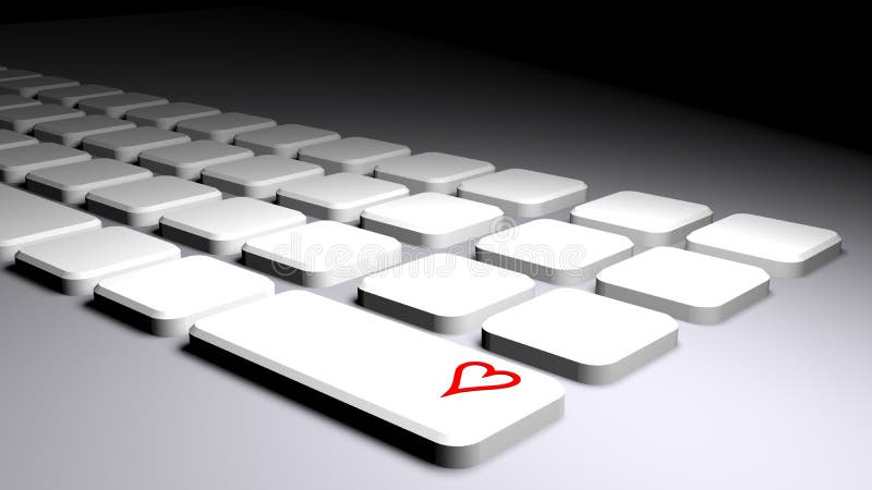 Keyboard with heart stock illustration. Illustration of mail - 36256840
