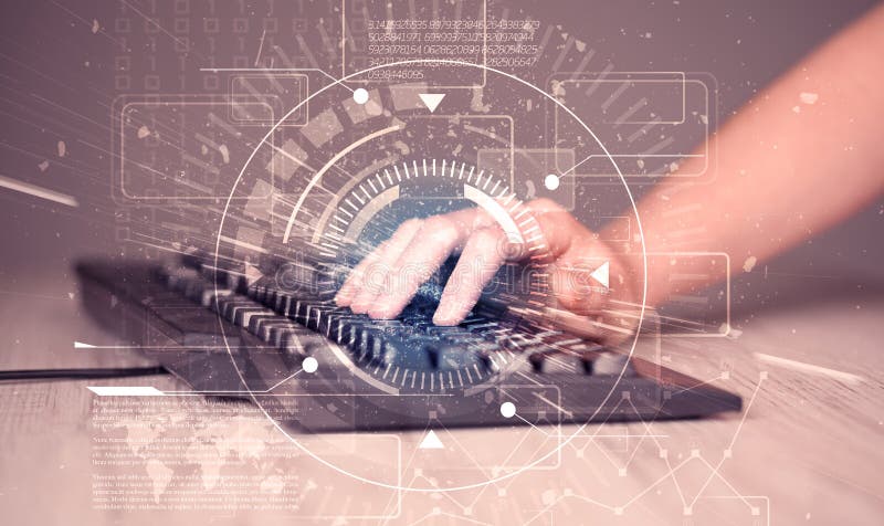 Keyboard with High Tech User Interface Graphic Stock Image - Image of ...