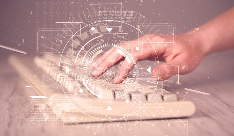 Keyboard with High Tech User Interface Graphic Stock Image - Image of ...