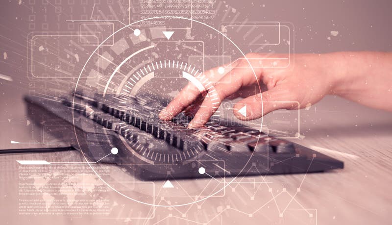 Keyboard with High Tech User Interface Graphic Stock Image - Image of ...
