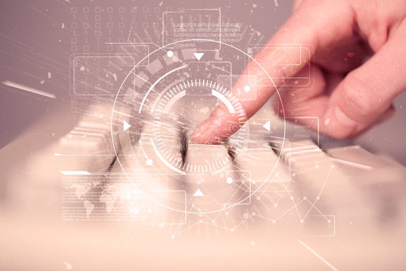 Keyboard with High Tech User Interface Graphic Stock Photo - Image of ...