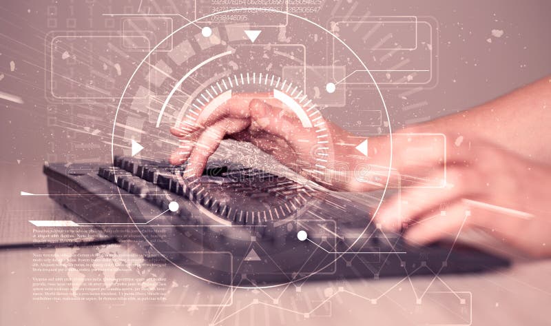 Keyboard with High Tech User Interface Graphic Stock Image - Image of ...