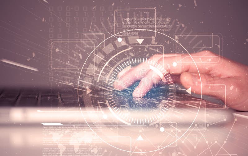 Keyboard with High Tech User Interface Graphic Stock Photo - Image of ...