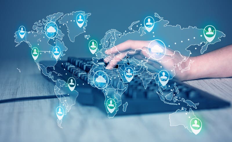 Keyboard with High Tech User Map Icons Stock Illustration ...